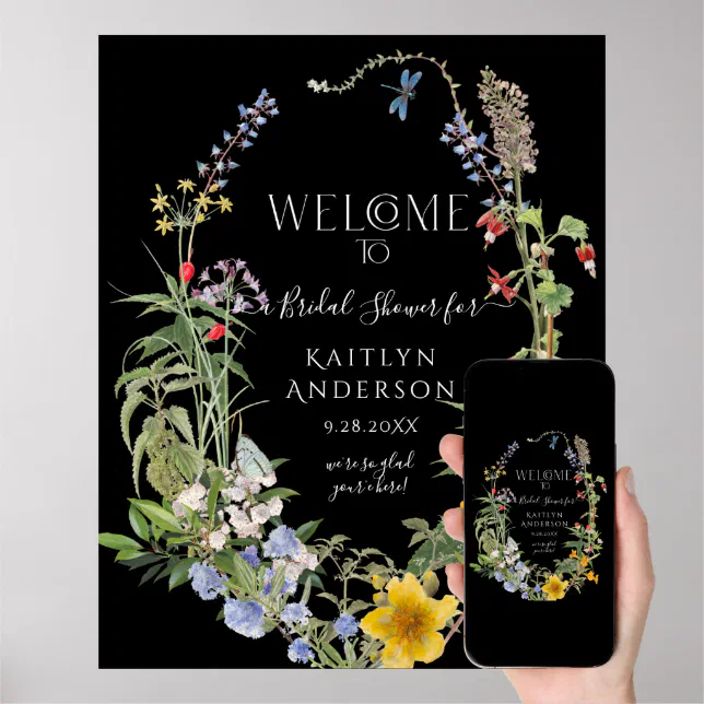Wildflower Boho Chic Floral Welcome Bridal Shower Poster | Zazzle