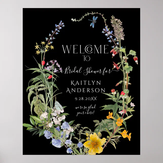 Wildflower Boho Chic Floral Welcome Bridal Shower Poster | Zazzle