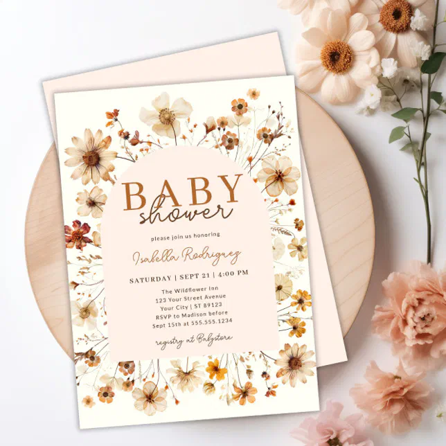 Wildflower Boho Floral Baby Shower Invitation | Zazzle