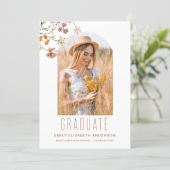 Wildflower Boho Floral Graduation Party Arch Photo Invitation | Zazzle