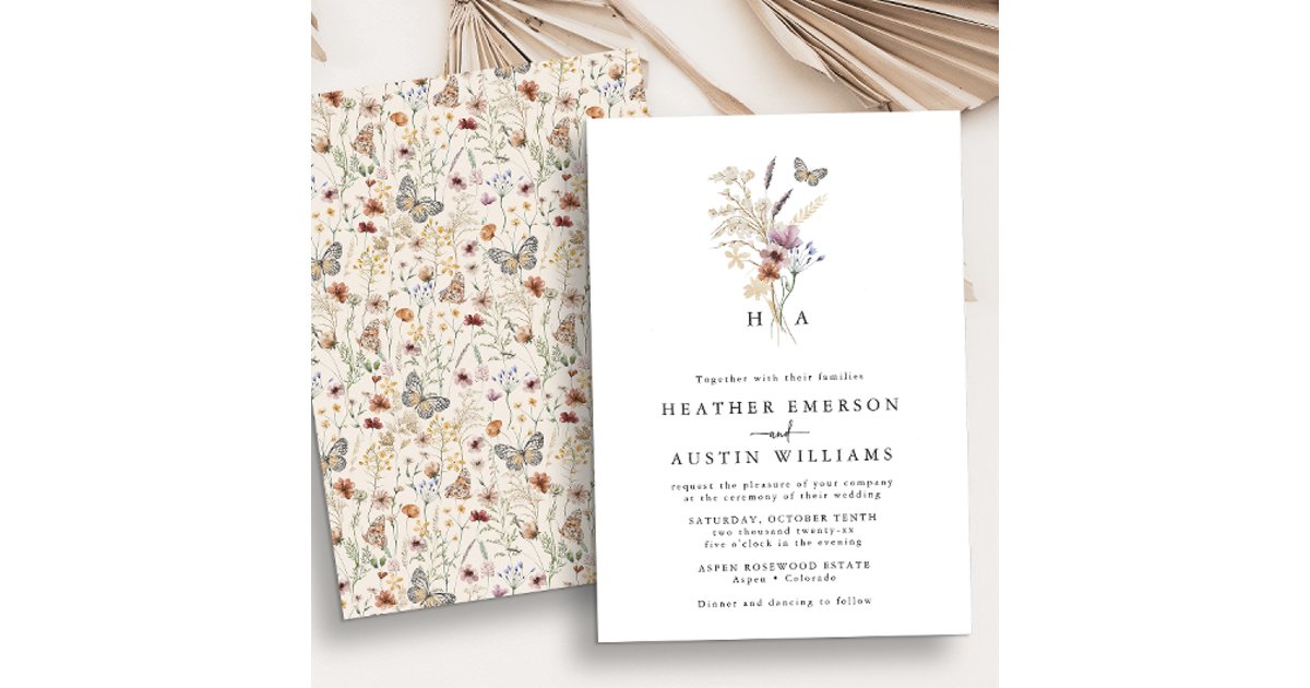 Wildflower Boho Floral Wedding Invitation | Zazzle