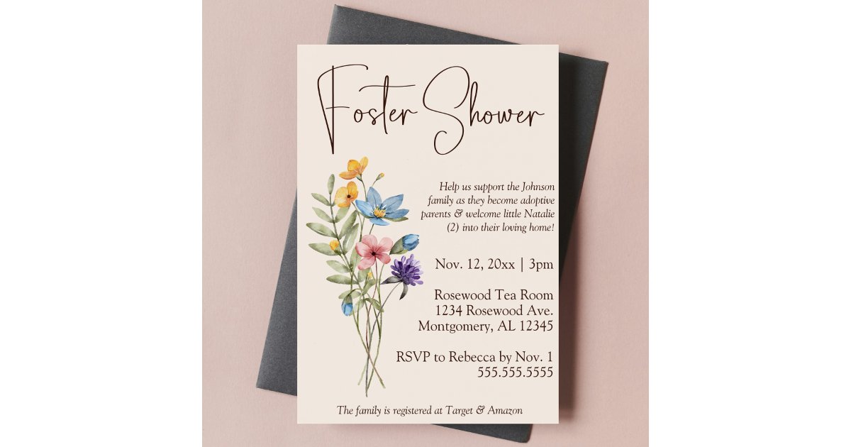 Wildflower Boho Foster Care Baby/Child Shower Invitation | Zazzle