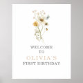 Wildflower Boho garden floral first birthday Poster | Zazzle