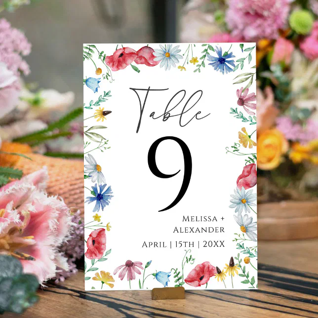Wildflower Boho Garden Table Number | Zazzle