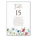 Wildflower Boho Garden Table Number Seating Chart | Zazzle