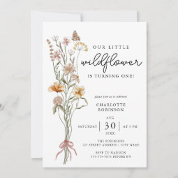 Wildflower Boho Garden Theme Girl 1st Birthday Inv Invitation | Zazzle