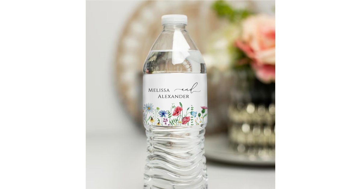 Wildflower Boho Garden Water Bottle Label | Zazzle