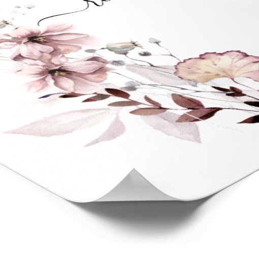 Wildflower boho modern Bridal Shower recipe Poster | Zazzle