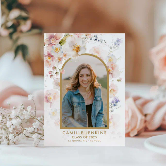 Wildflower Boho Photo Graduation Announcement | Zazzle
