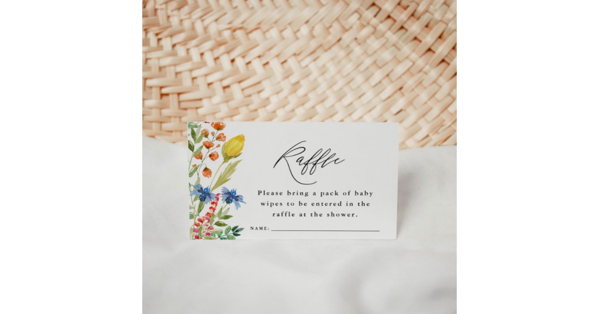 Wildflower Border Baby Shower Raffle Ticket Enclosure Card | Zazzle