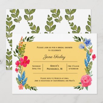 Wildflower Border featuring yellow Invitation | Zazzle