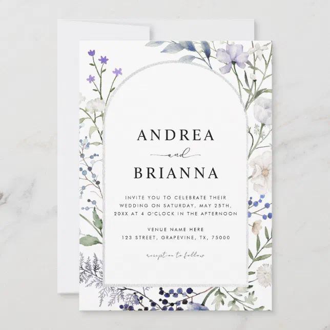 Wildflower Botanical Arch Frame All in One Wedding Invitation | Zazzle