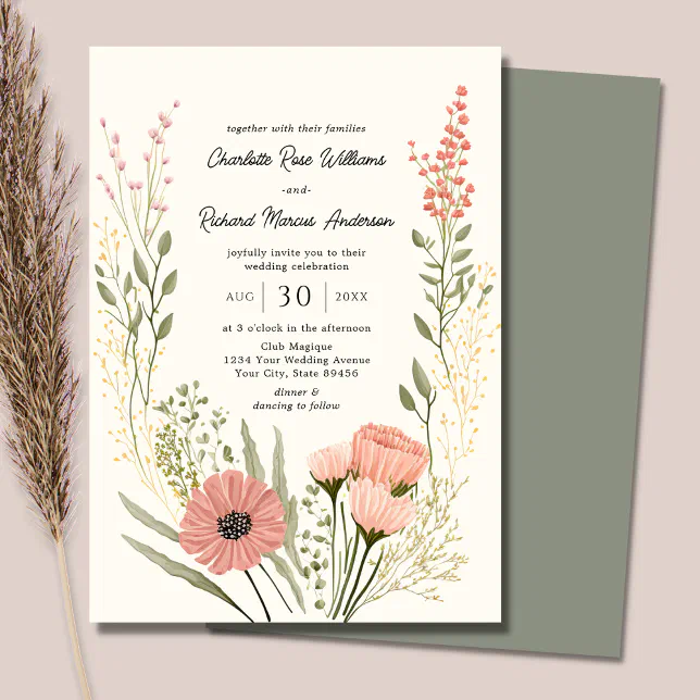 Wildflower Botanical Garden Spring Wedding Invitation | Zazzle