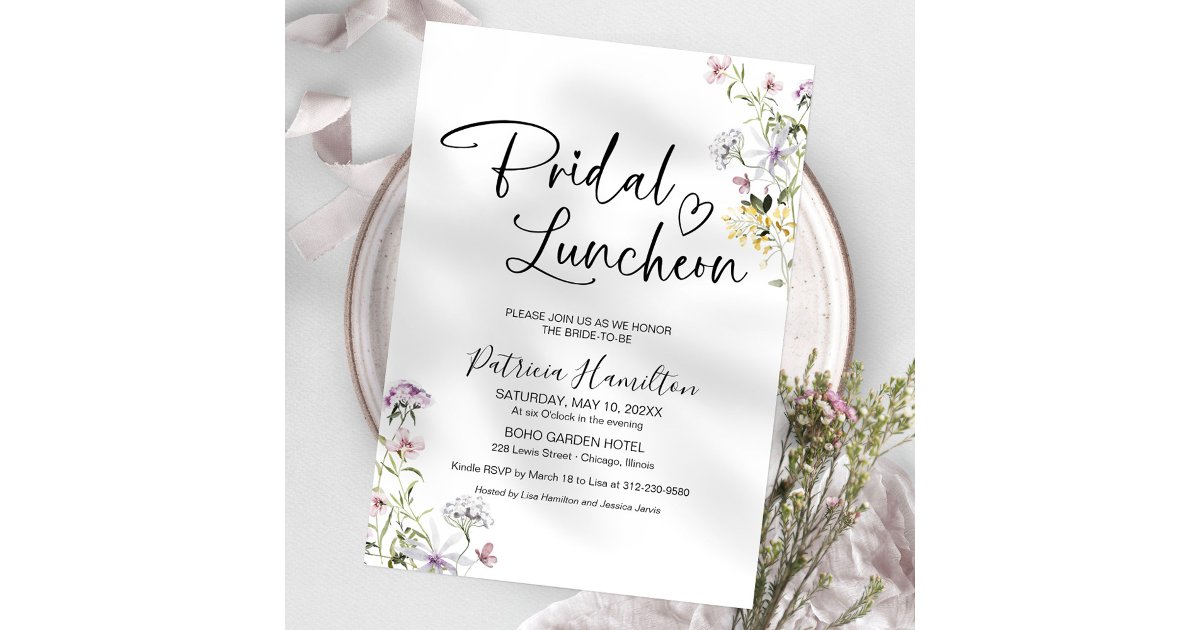 Wildflower Bridal Luncheon Invitation | Zazzle
