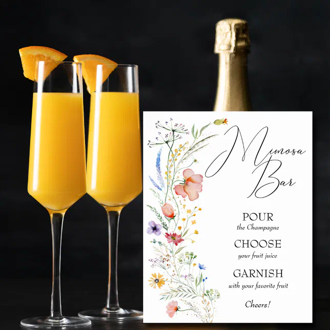 Wildflower Bridal Shower Mimosa Bar Poster | Zazzle