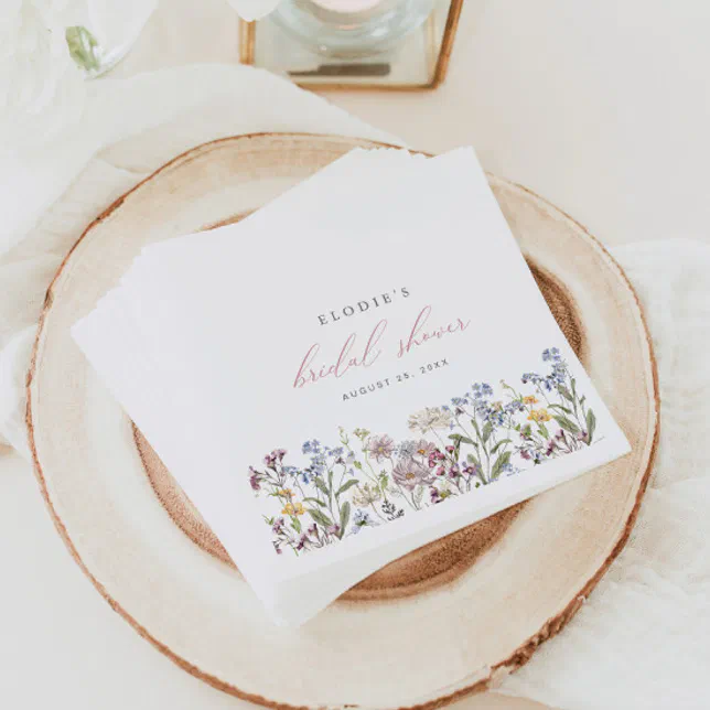Wildflower Bridal Shower Paper Napkins Floral Boho | Zazzle