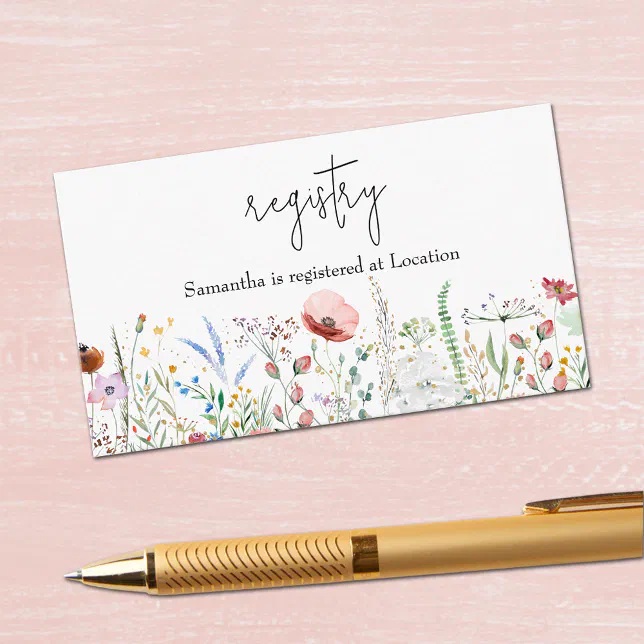 Wildflower Bridal Shower Registry Enclosure Card | Zazzle