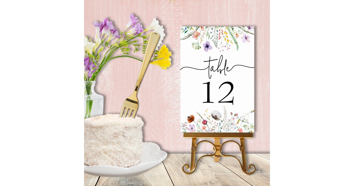 Wildflower Bridal Shower Table Number | Zazzle