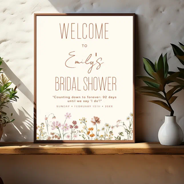 Wildflower Bridal Shower Welcome Sign In Bloom | Zazzle