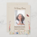 Wildflower & Butter Funeral Memorial Prayer Note Card | Zazzle