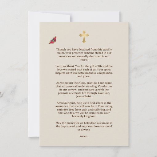 Wildflower & Butter Funeral Memorial Prayer Note Card | Zazzle