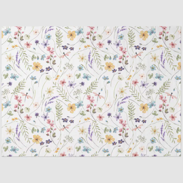 Wildflower Butterfly Garden Baby Shower Tissue Paper | Zazzle