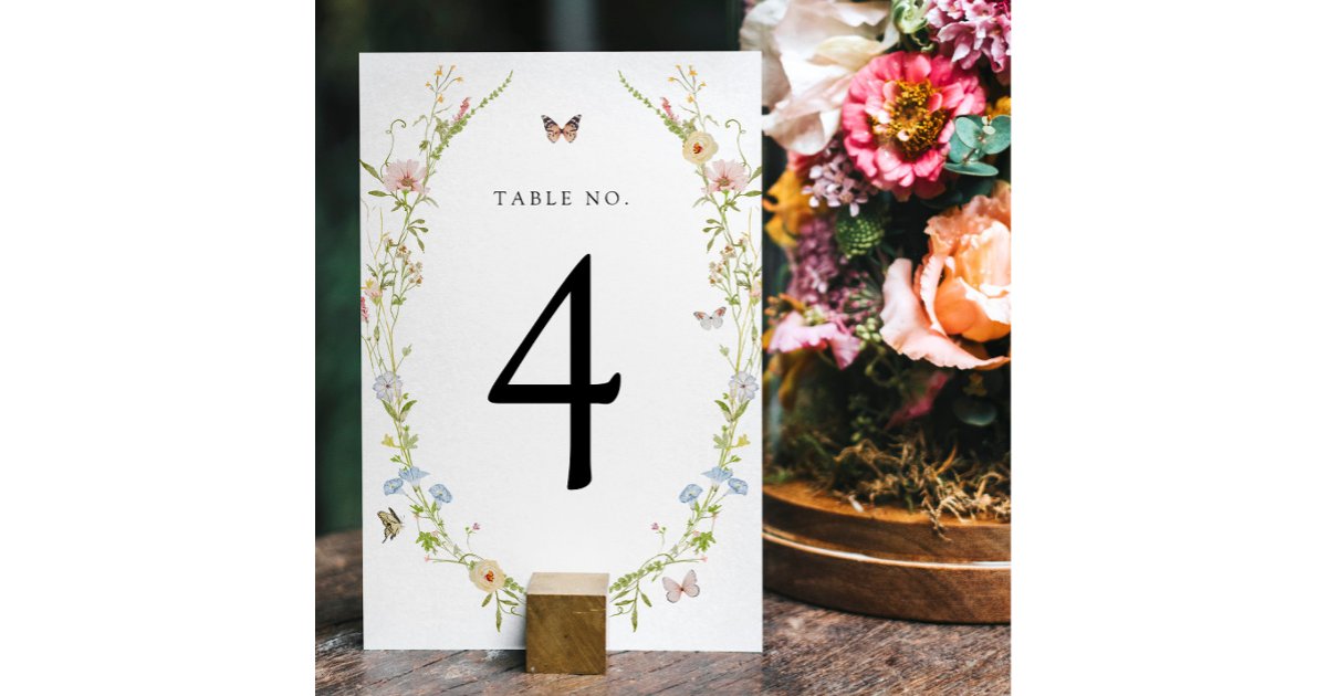 Wildflower Butterfly Table Number | Zazzle