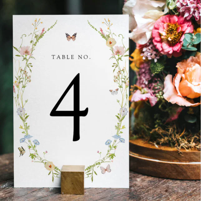 Wildflower Butterfly Table Number | Zazzle
