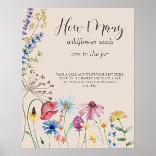 Wildflower Charm Guess How Many Baby Shower Sign | Zazzle