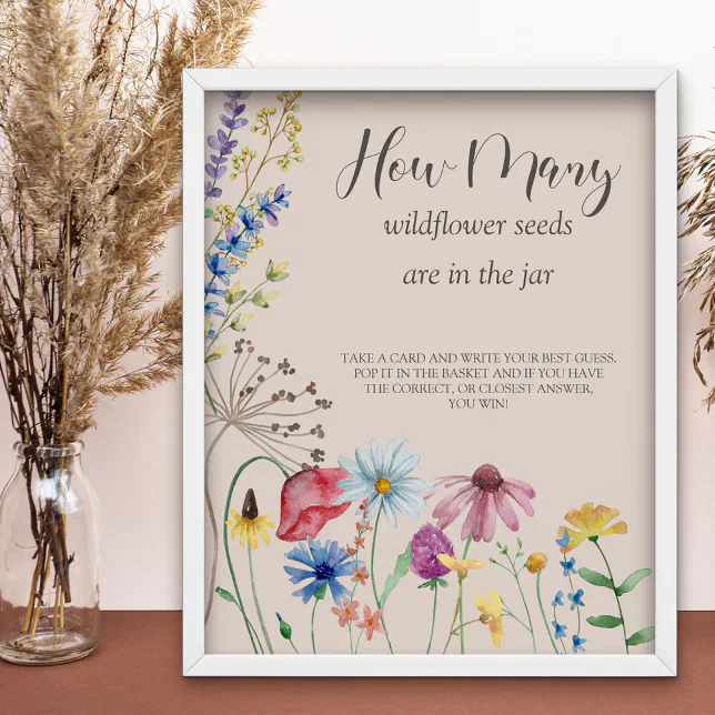 Wildflower Charm Guess How Many Baby Shower Sign | Zazzle