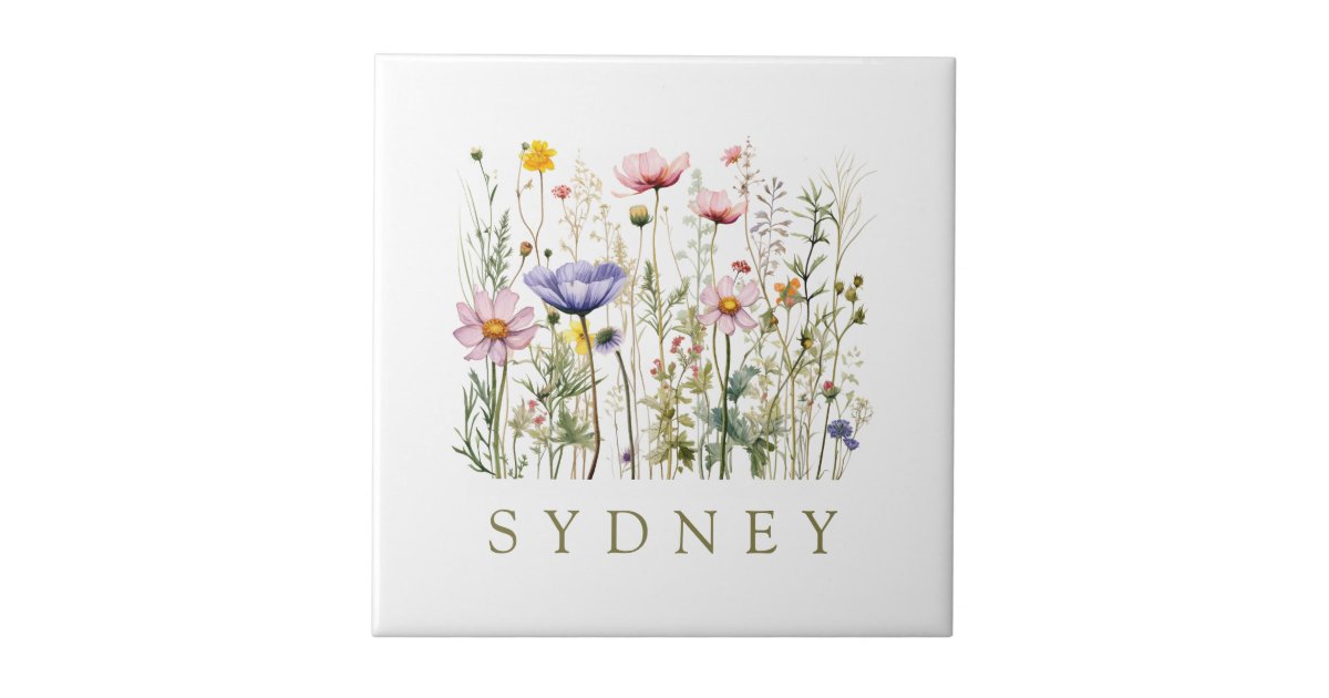 Wildflower Custom Name Ceramic Tile | Zazzle