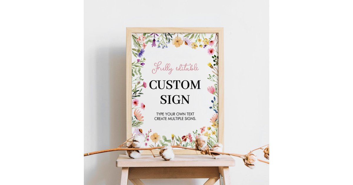 Wildflower Custom Table Sign | Zazzle