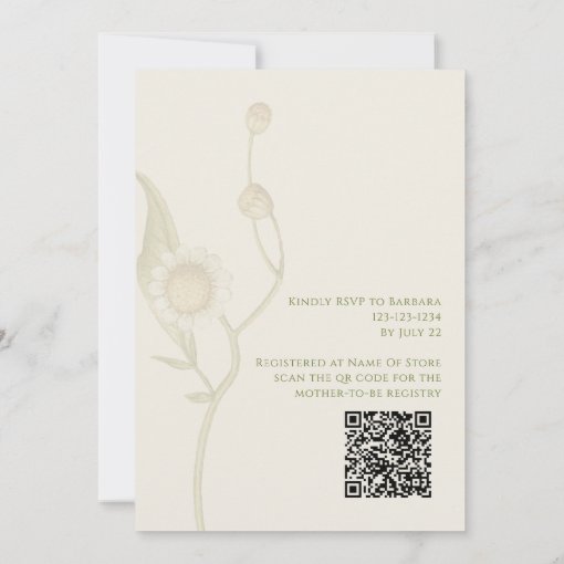 Wildflower Daisy QR Code Baby Shower Invitation | Zazzle