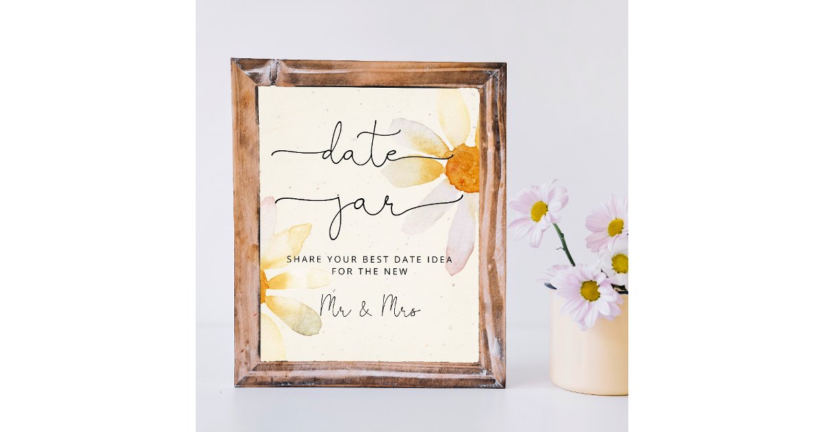 Wildflower date night ideas. Date jar bridal game Poster | Zazzle