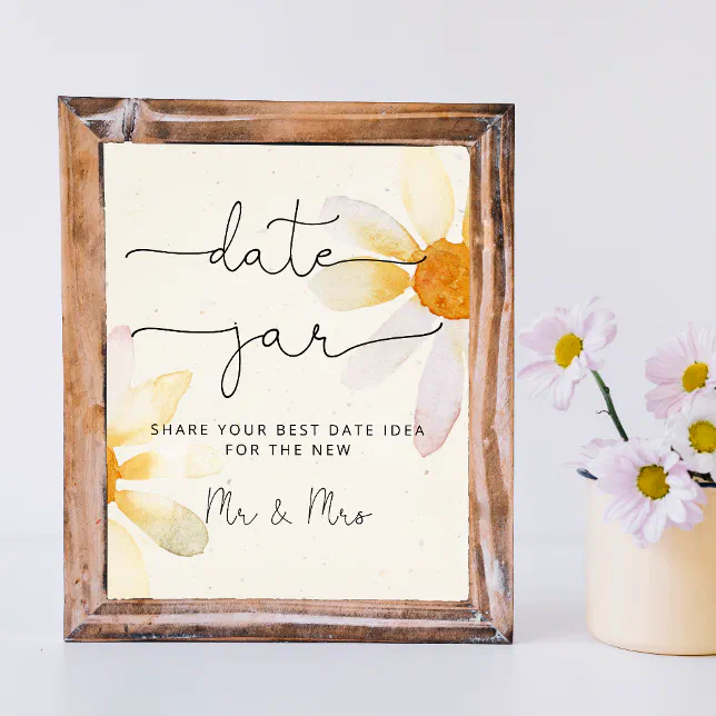 Wildflower date night ideas. Date jar bridal game Poster | Zazzle