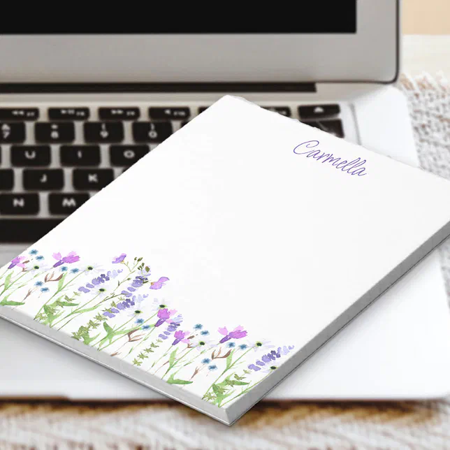 Wildflower Delicate Purple Floral Personalized Notepad | Zazzle