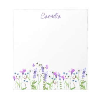 Wildflower Delicate Purple Floral Personalized Notepad | Zazzle