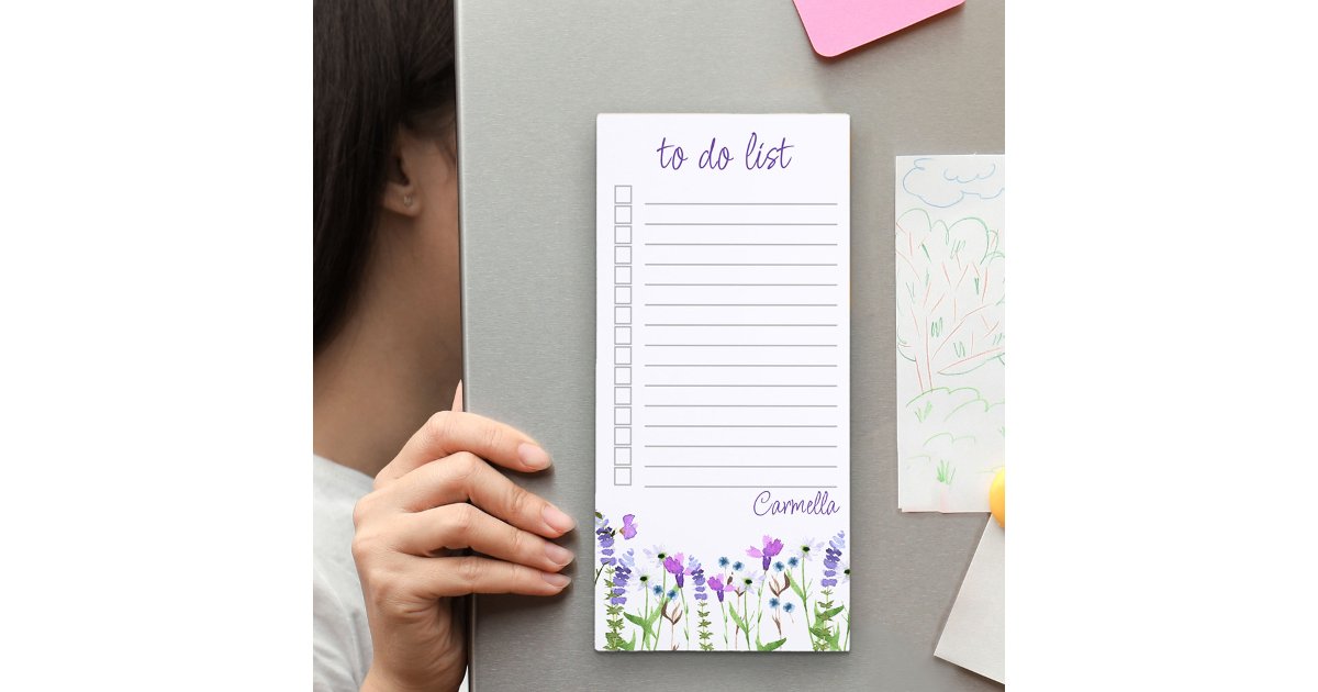 Wildflower Delicate Purple Floral To Do List Magnetic Notepad | Zazzle