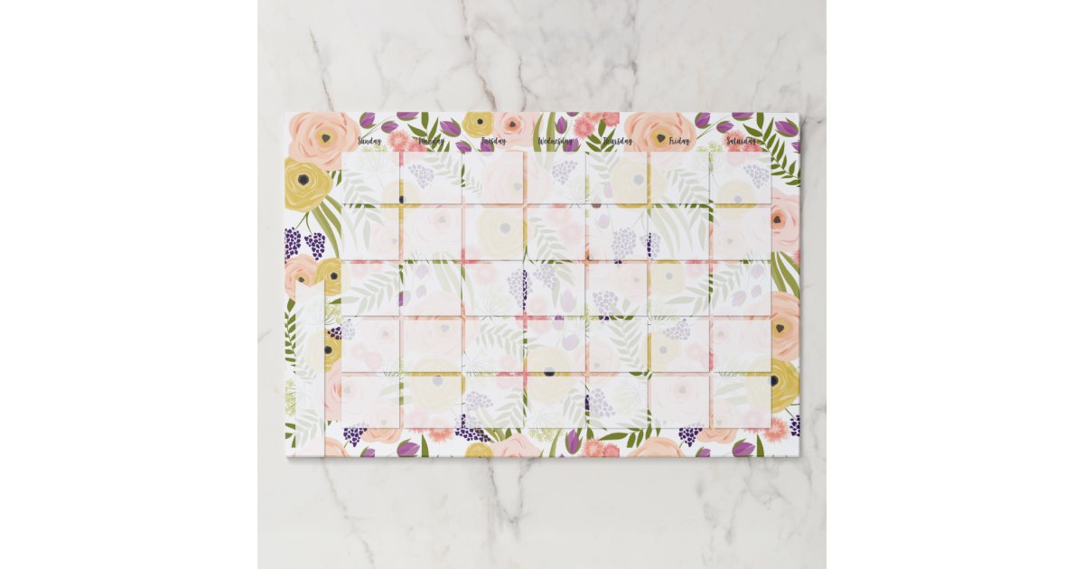 Wildflower Desk Calendar Notepad Paper Pad | Zazzle