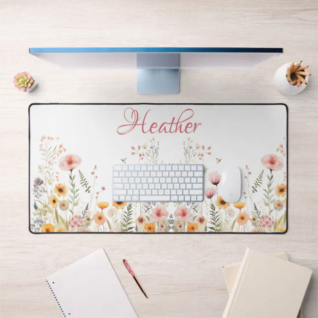 Wildflower Desk Mat Extend Custom Keyboard Mouse | Zazzle