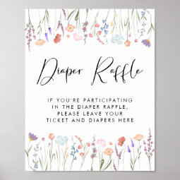 Wildflower Diaper Raffle Drop Off Baby Shower Poster | Zazzle