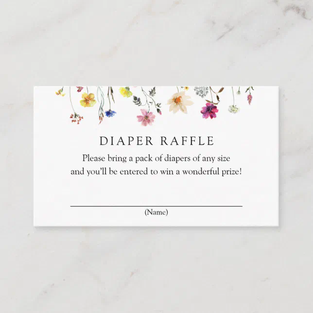 Wildflower Diaper Raffle insert card | Zazzle