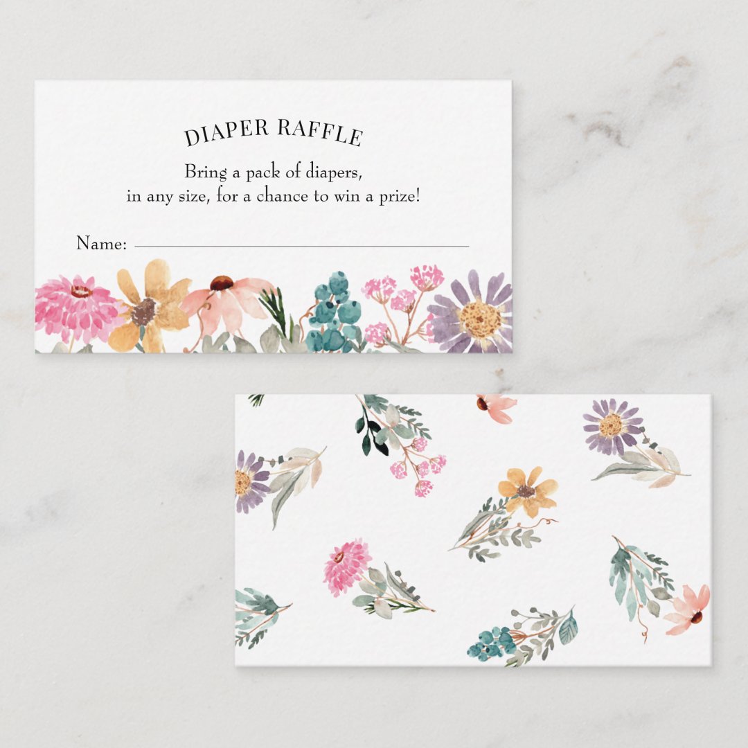 Wildflower Diaper Raffle Insert Card | Zazzle