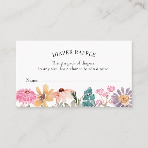 Wildflower Diaper Raffle Insert Card | Zazzle