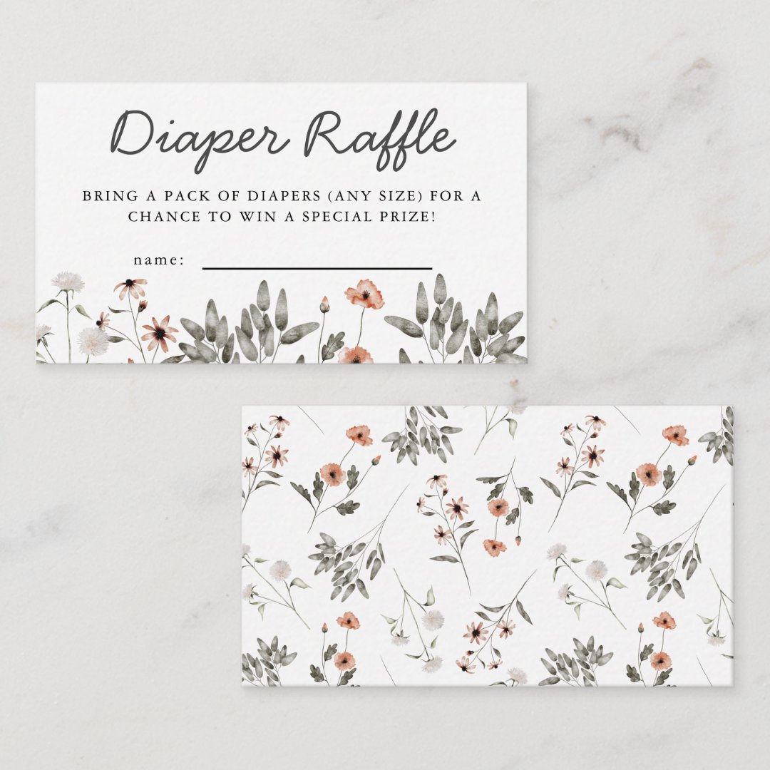 Wildflower Diaper Raffle Ticket Enclosure Card | Zazzle