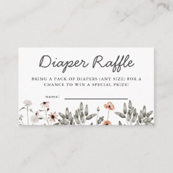 Wildflower Diaper Raffle Ticket Enclosure Card | Zazzle