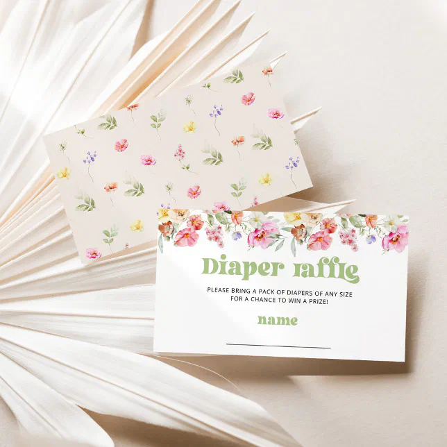 Wildflower diaper raffle ticket enclosure card | Zazzle