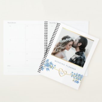 Wildflower Dusty Blue Wedding Planner | Zazzle