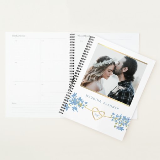 Wildflower Dusty Blue Wedding Planner | Zazzle