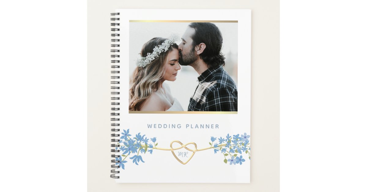 Wildflower Dusty Blue Wedding Planner | Zazzle